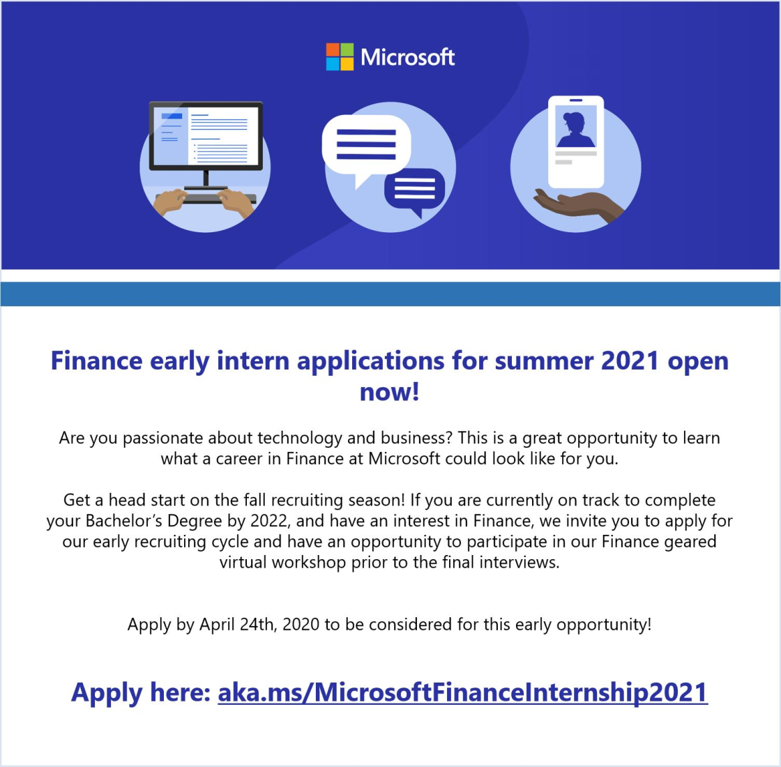 Microsoft Finance Internship 2021 – Career Connection
